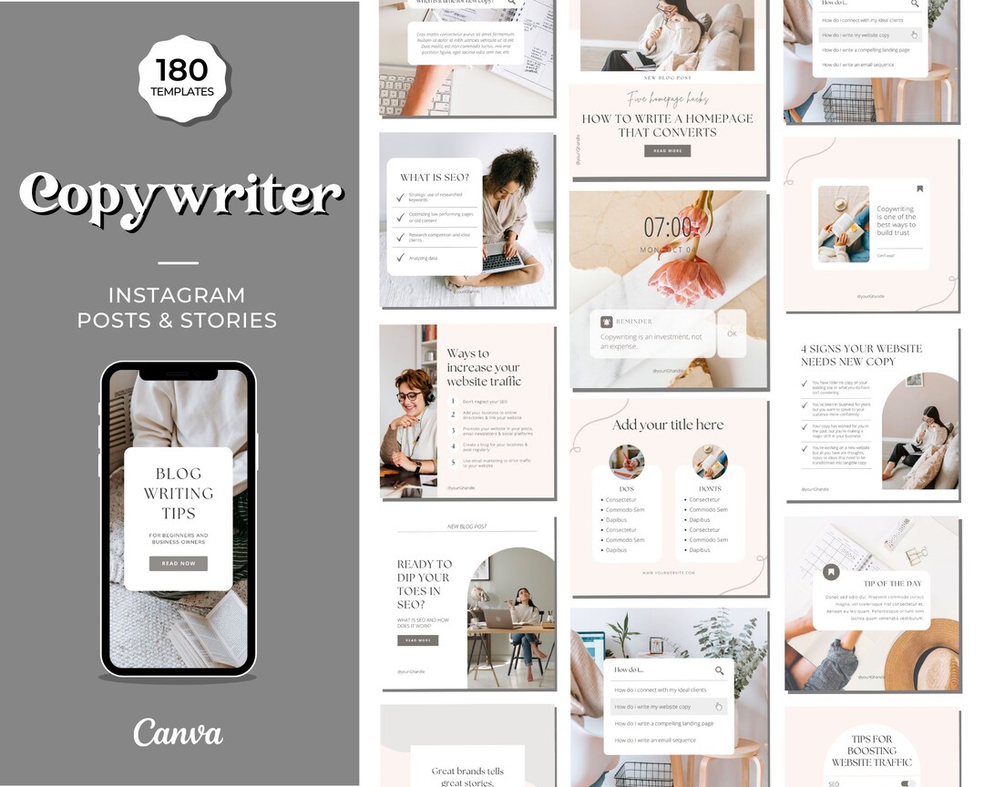 Copywriting Template for Instagram, Canva Template for Copywriting ...