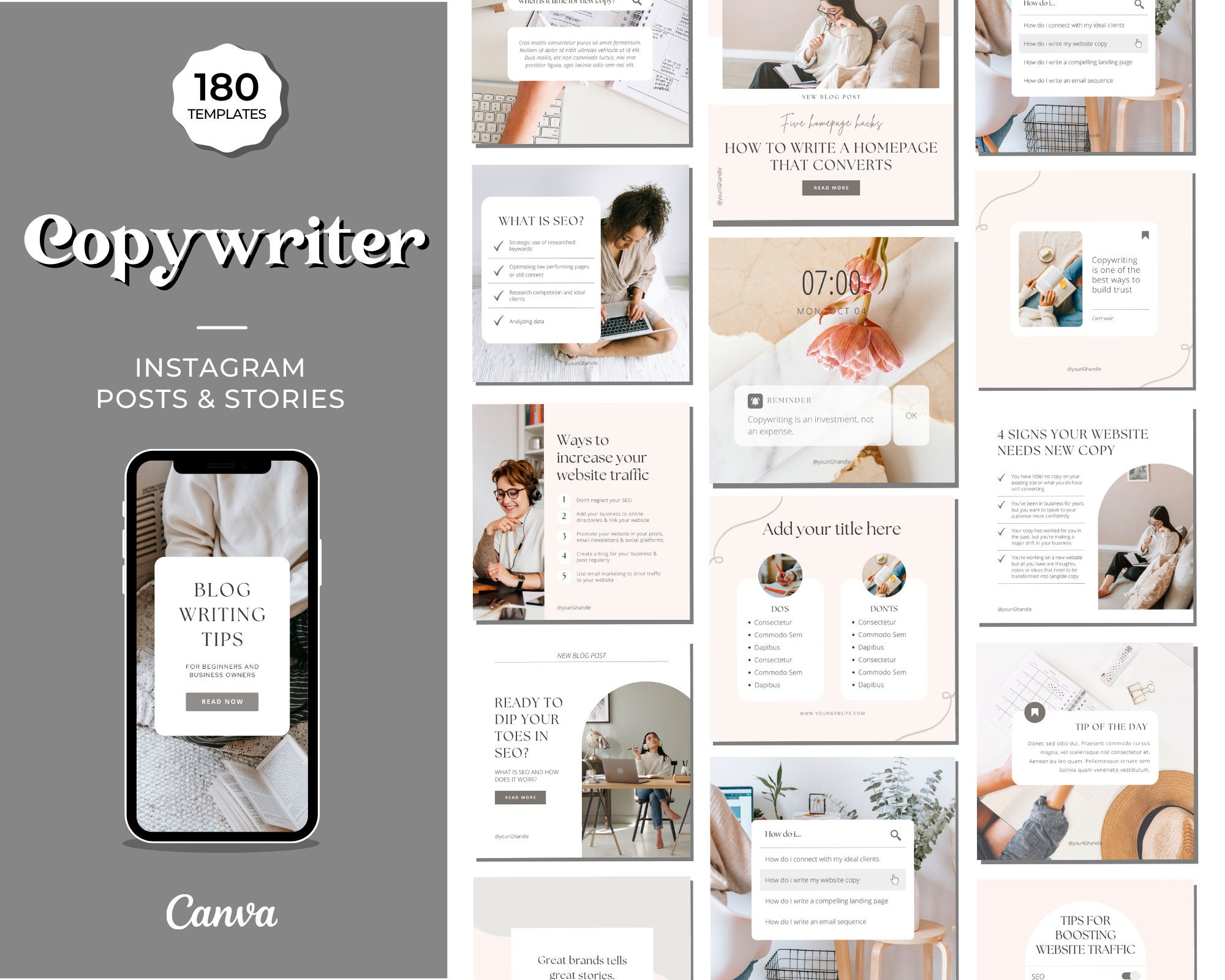 Copywriting Template for Instagram, Canva Template for Copywriting ...