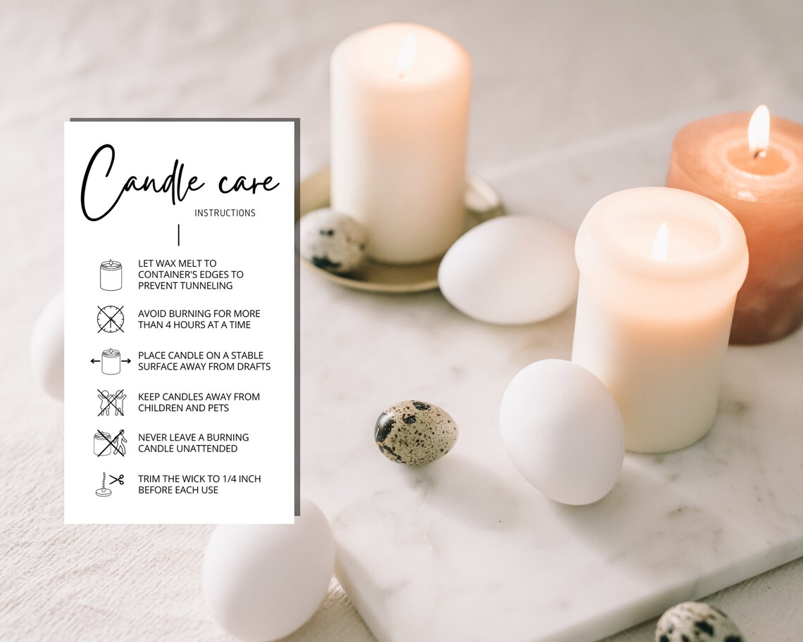 Editable Candle Care Instructions Card Template, Printable Candle Care ...