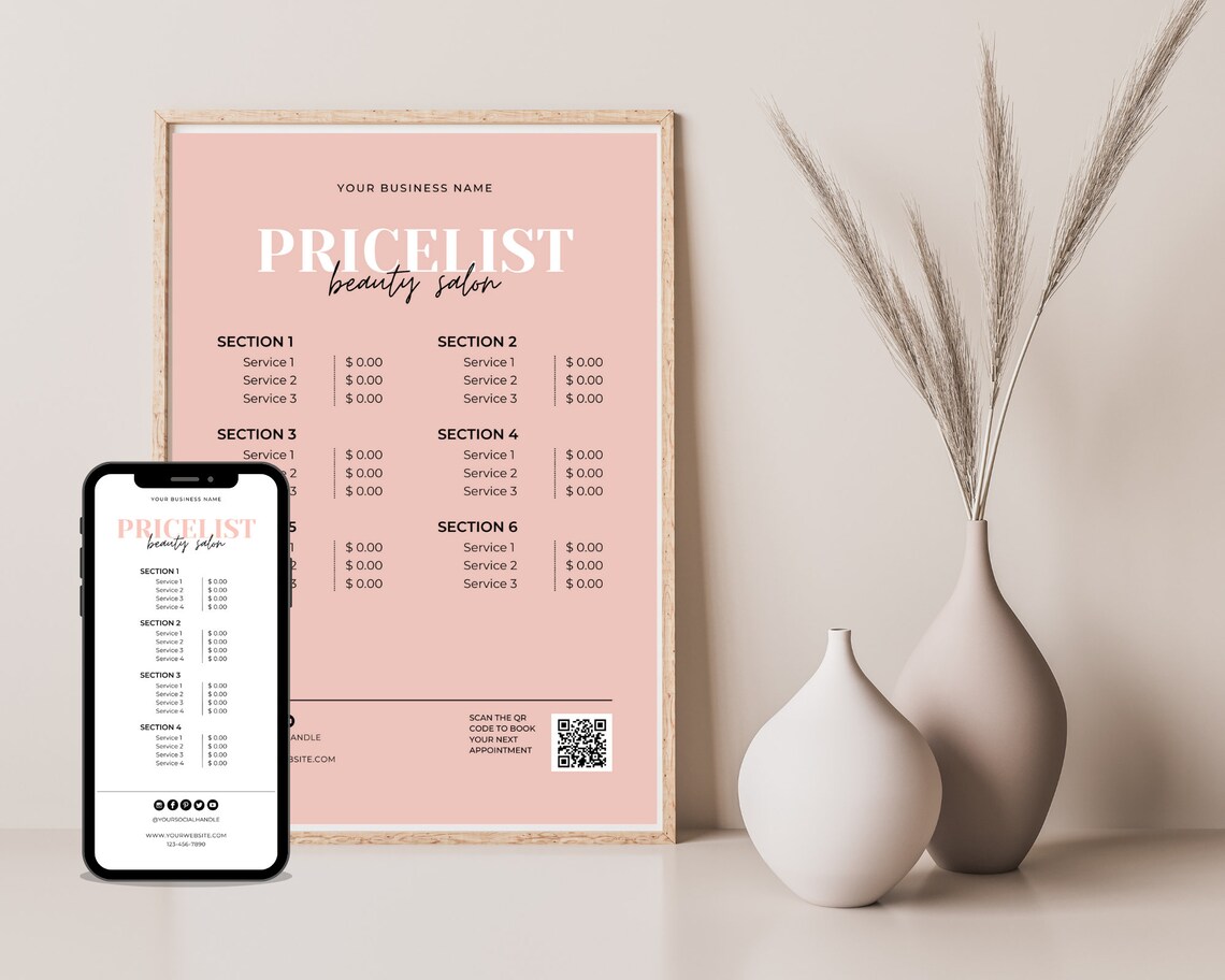 Price List Template, Editable Canva Template, Electronic Business ...