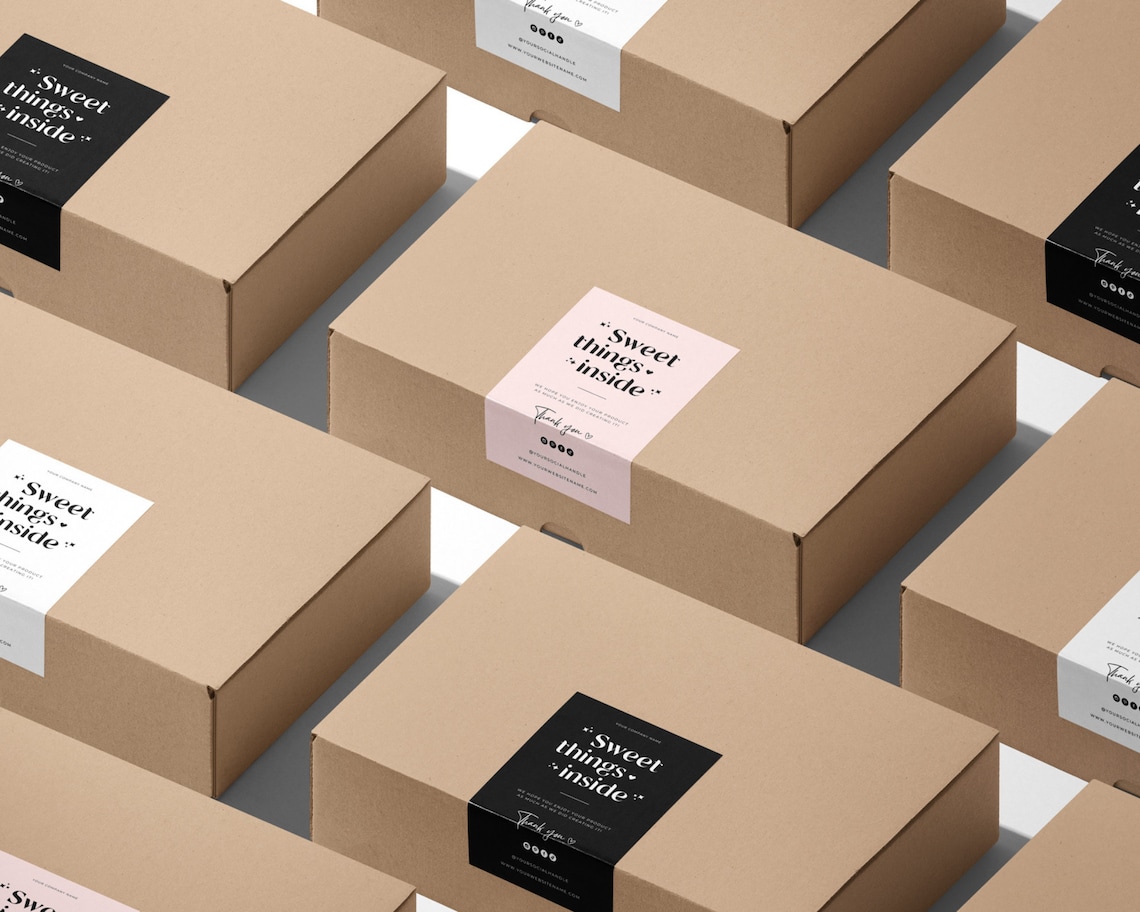 Editable Label Template Custom Packaging Box Seal Printable - Etsy