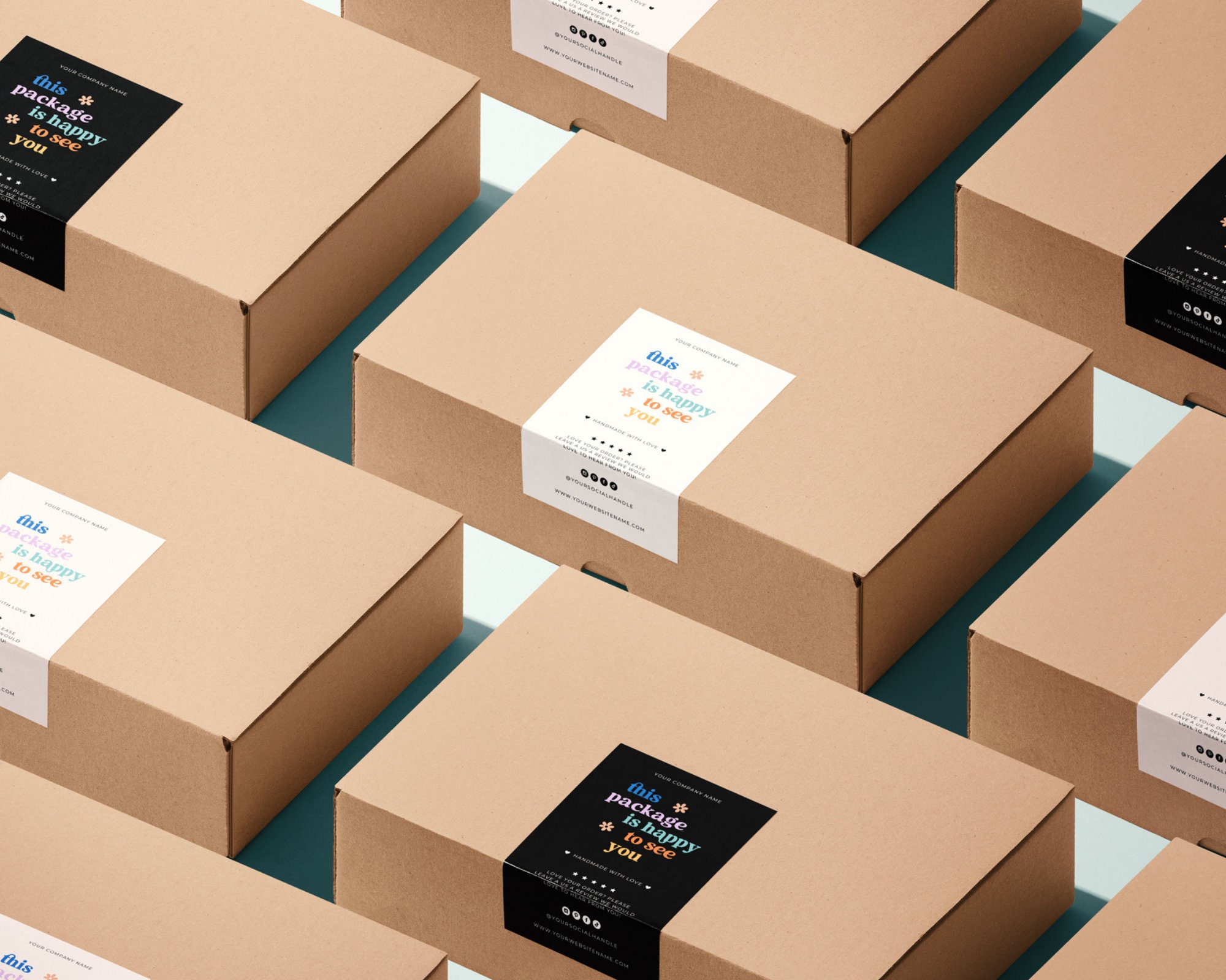 Editable Label Template, Custom Packaging, Box Seal, Printable Parcel ...