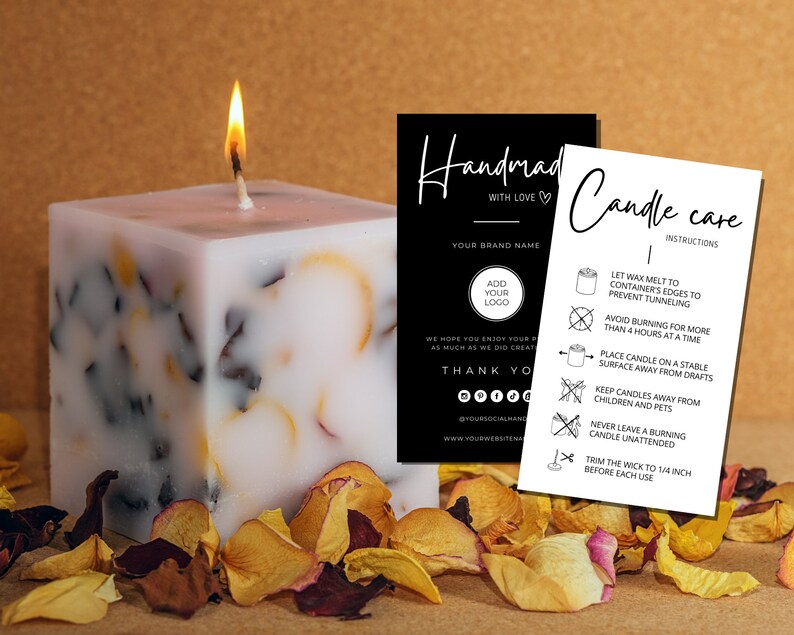 Editable Candle Care Instructions Card Template, Printable Candle Care ...