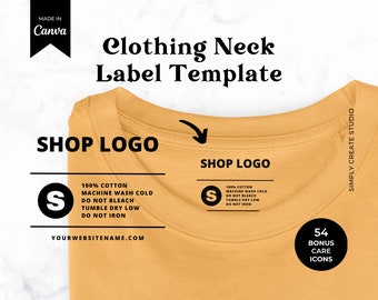 Editable Clothing Tag Template, T-shirt Neck Label, Garment Care Tag ...