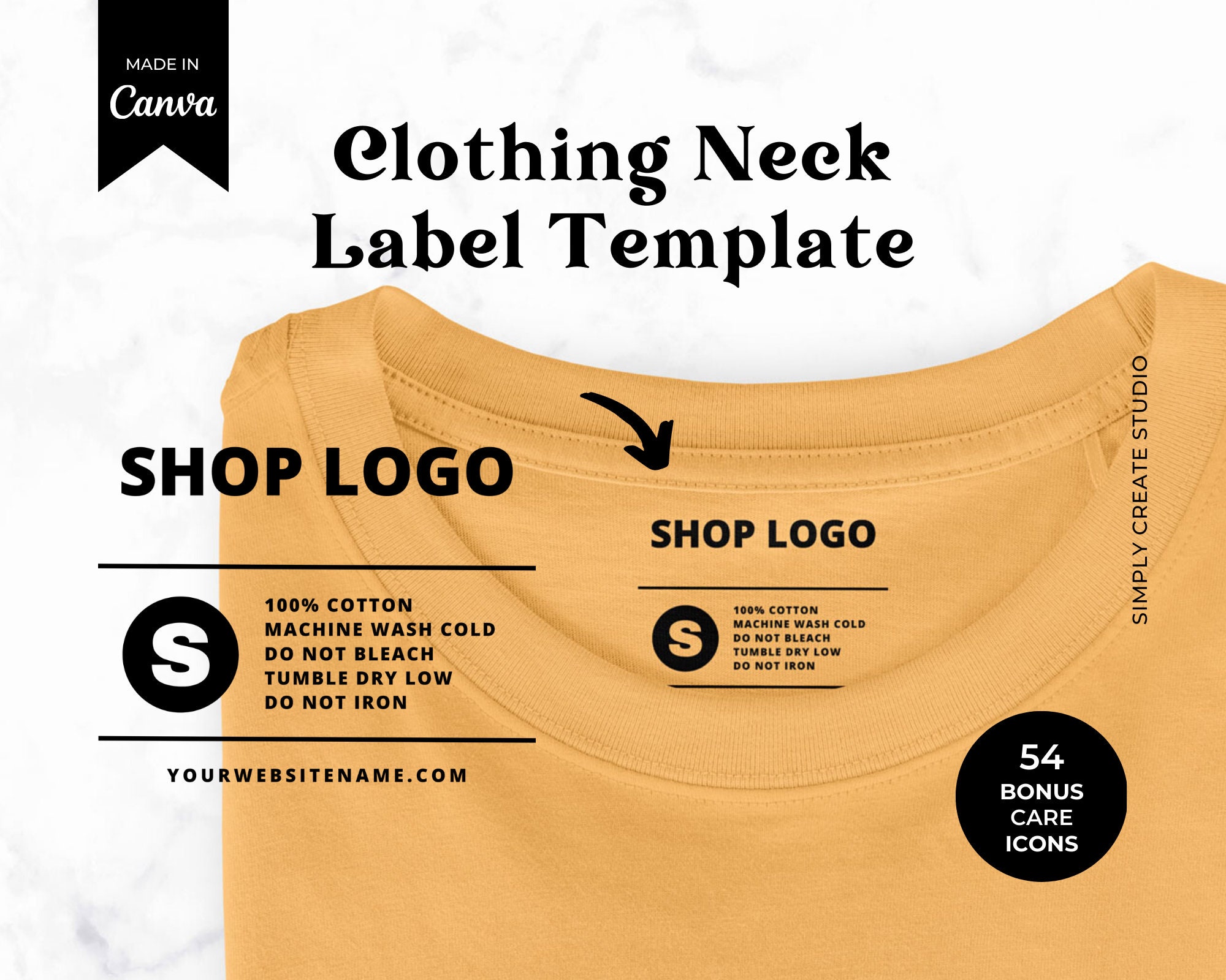 Editable Clothing Tag Template, T-shirt Neck Label, Garment Care Tag ...