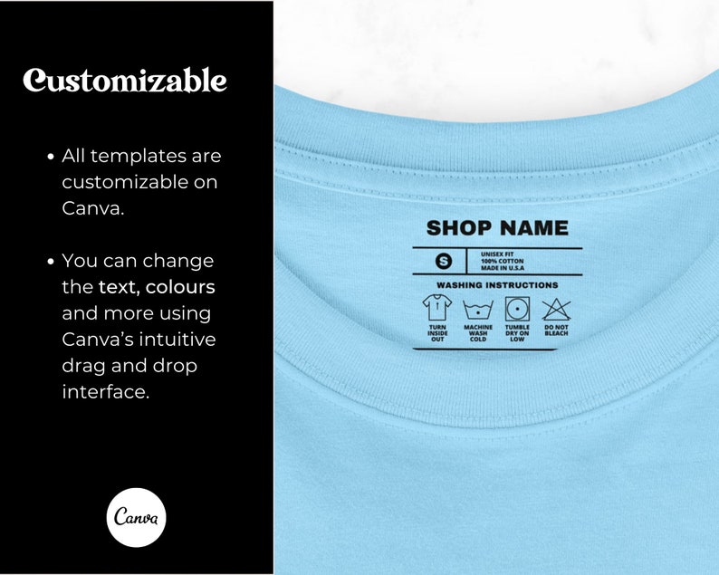 Editable Clothing Tag Template, T-shirt Neck Label, Garment Care Tag ...