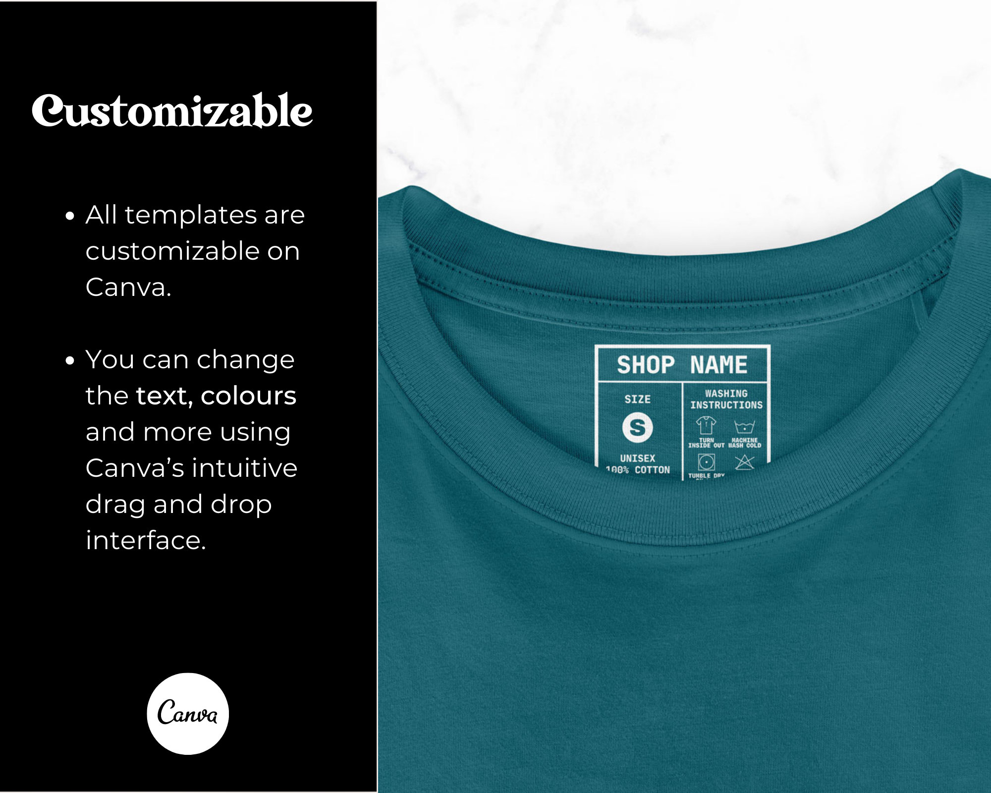 Editable Clothing Tag Template, T-shirt Neck Label, Garment Care Tag ...