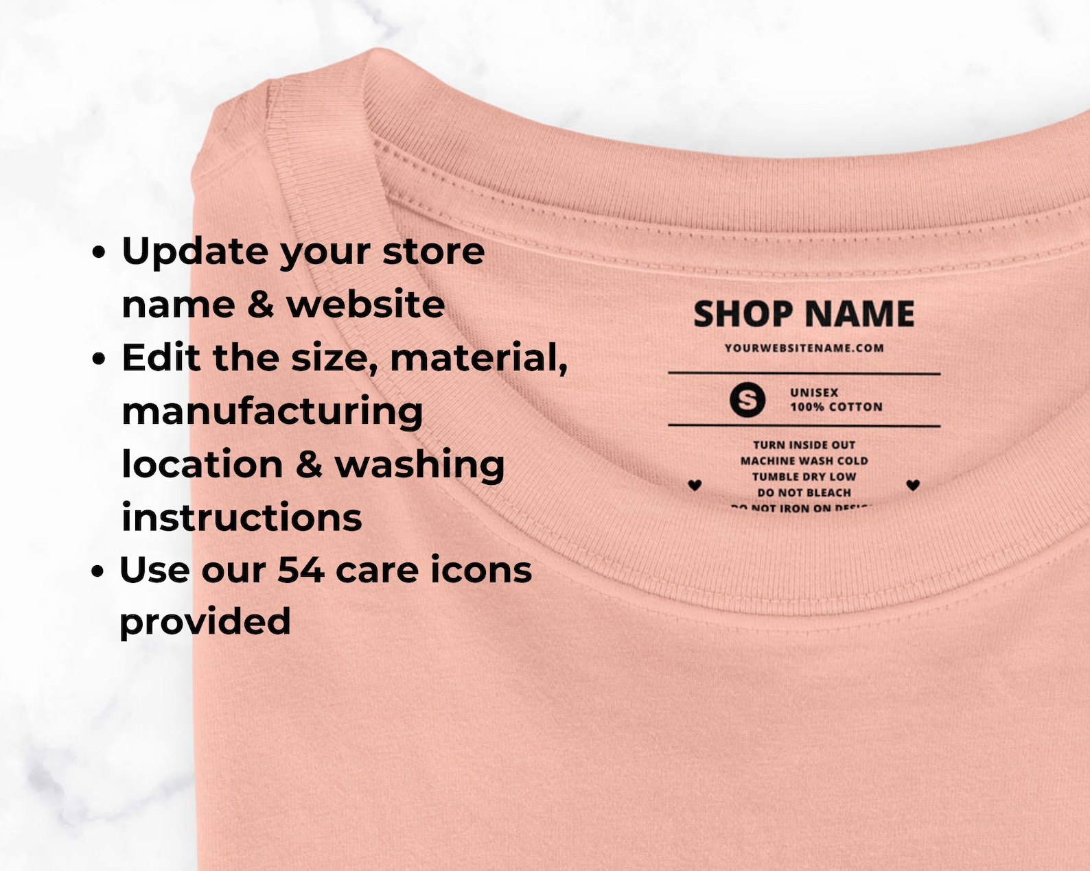 Editable Clothing Tag Template, T-shirt Neck Label, Garment Care Tag ...