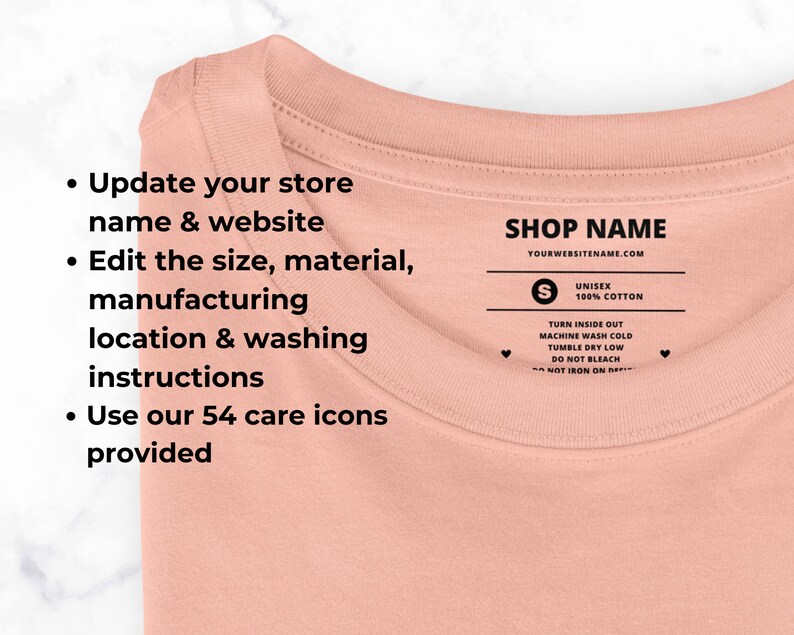 Editable Clothing Tag Template, T-shirt Neck Label, Garment Care Tag ...