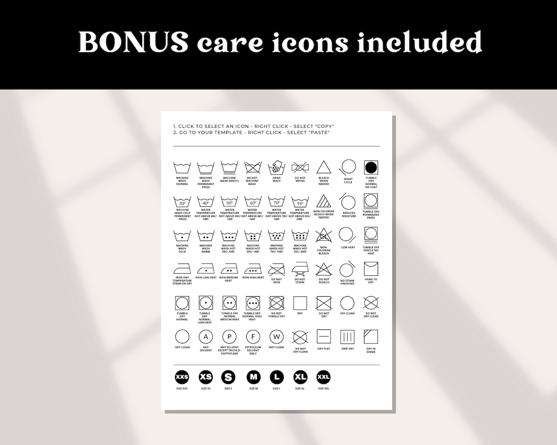 Editable Clothing Tag Template, T-shirt Neck Label, Garment Care Tag ...