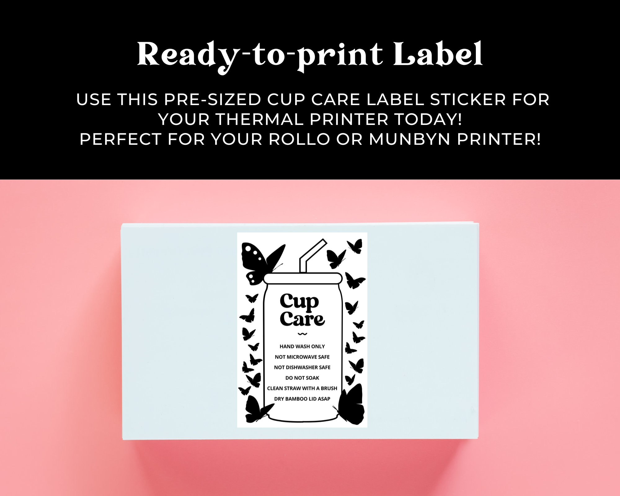 Libbey Cup Care Card, Thermal Printer Labels, Cup Instructions Sticker ...