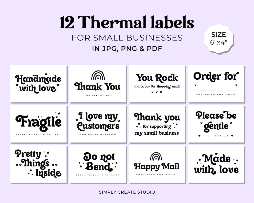 Thermal Printer Label Bundle, Small Business Packaging, Thank You ...