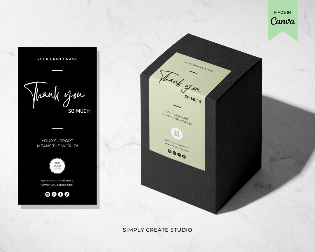 Thank You Label Template, Custom Packaging, Box Seal, Printable Parcel ...