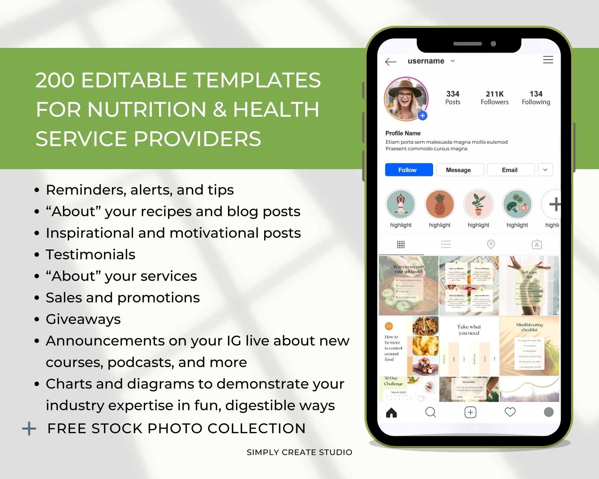 Health and Wellness Instagram Templates, Social Media Post, Nutrition ...