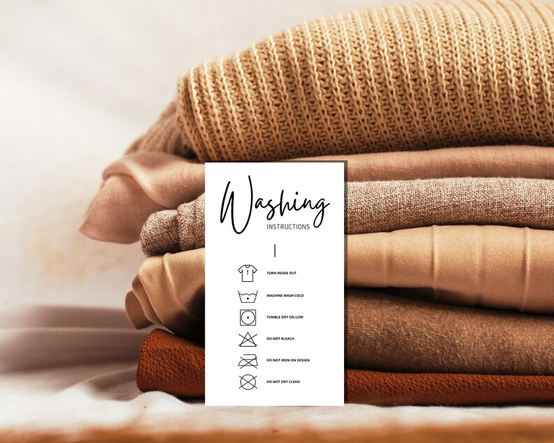 Editable Washing Instructions Care Card Template, Printable Clothing ...