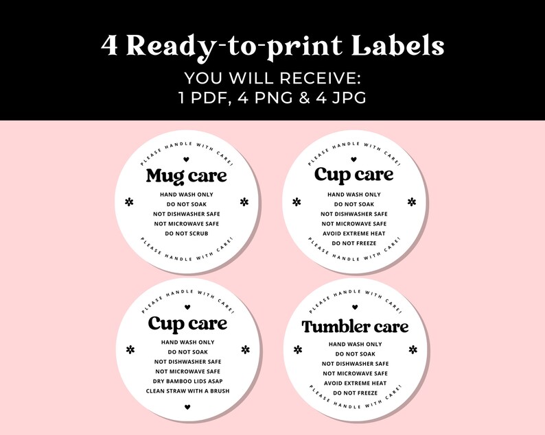 Cup Care Labels for Small Business Owners, Packaging Sticker Design ...