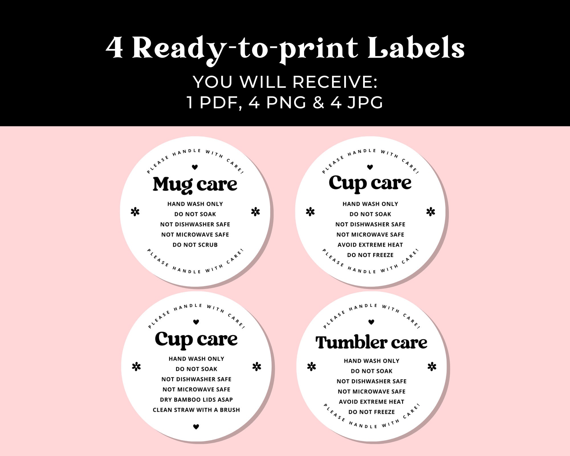 Cup Care Labels for Small Business Owners, Packaging Sticker Design ...