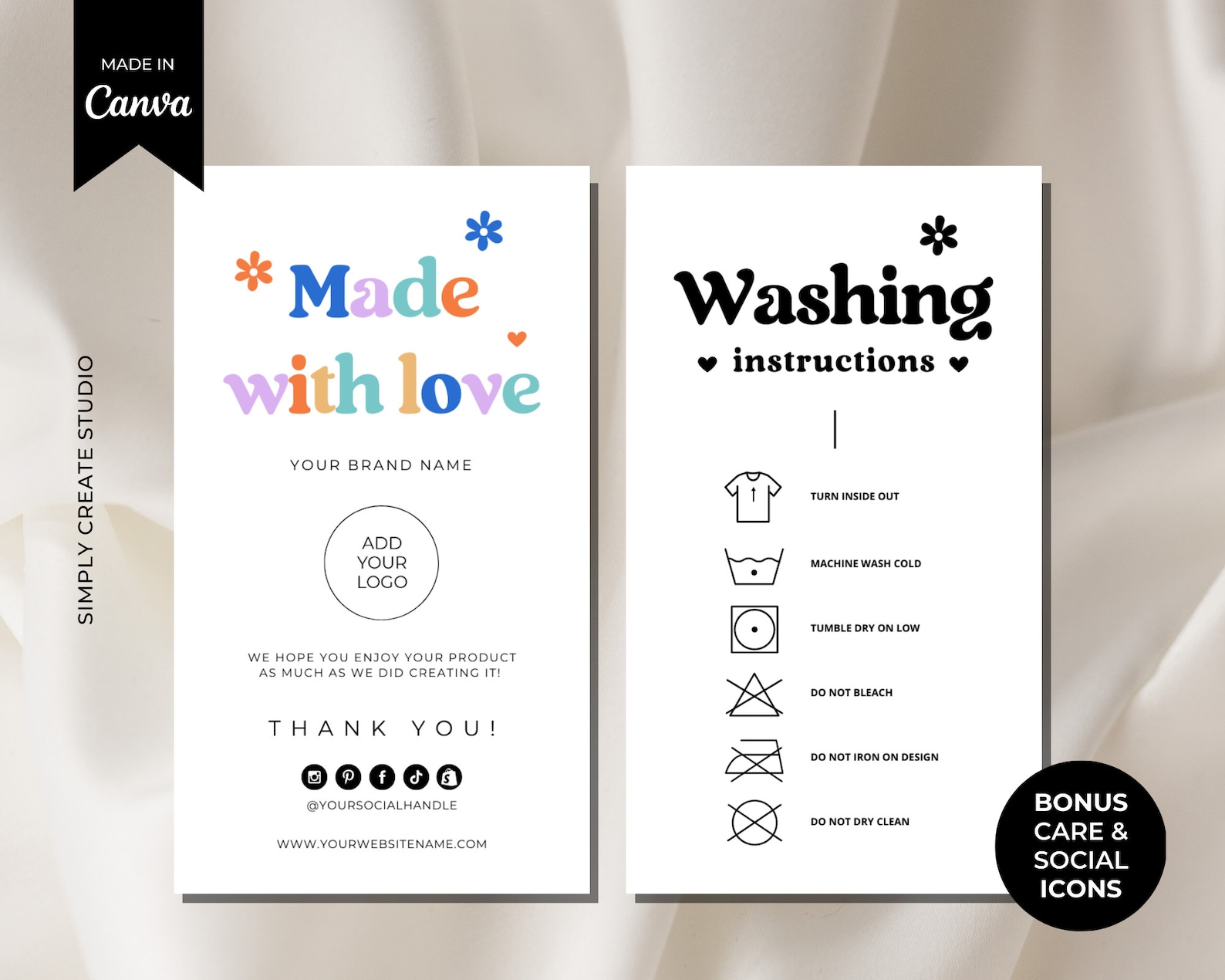 Editable Washing Instructions Care Card Template, Printable Clothing ...