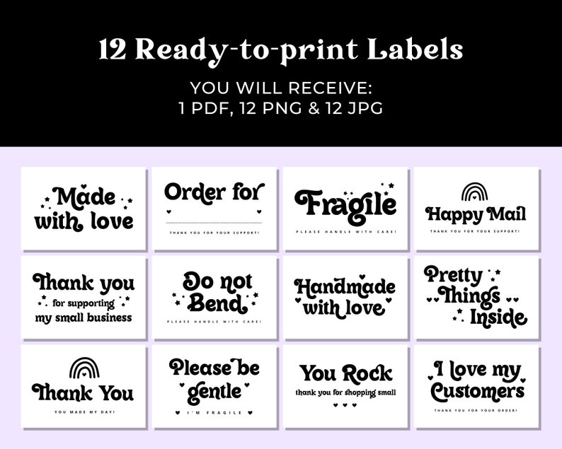 Thermal Printer Label Bundle, Small Business Packaging, Thank You ...