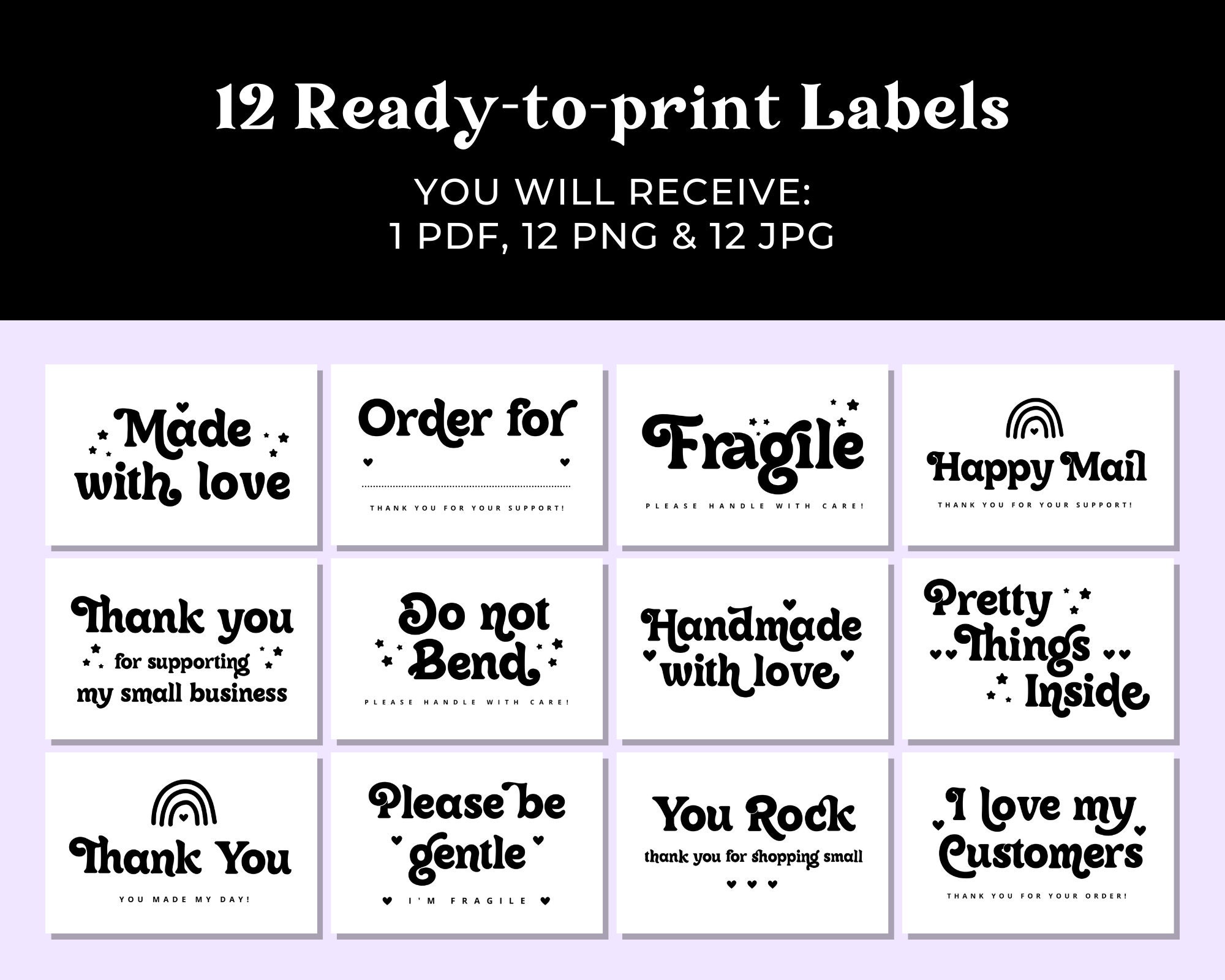 Thermal Printer Label Bundle, Small Business Packaging, Thank You ...