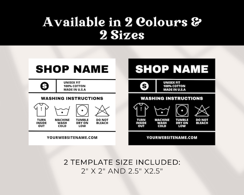 Editable Clothing Tag Template, T-shirt Neck Label, Garment Care Tag ...