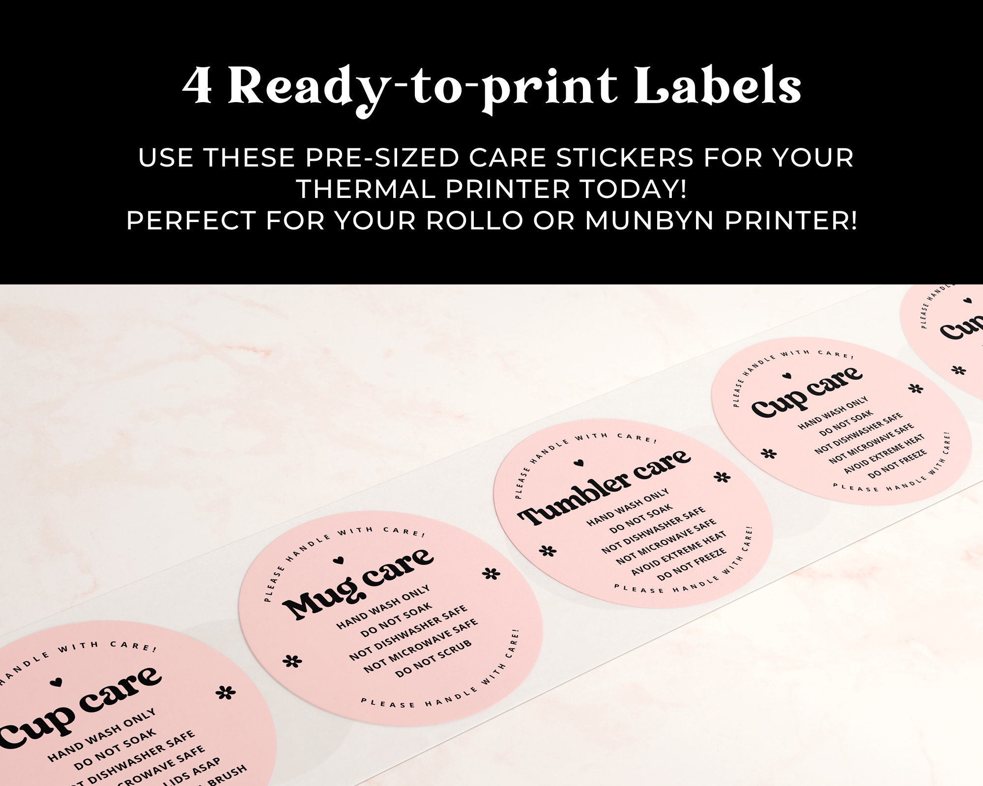 Cup Care Labels for Small Business Owners, Packaging Sticker Design ...