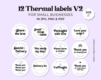 Retro Cute Round Thermal Labels for Small Business, Circle Sticker ...