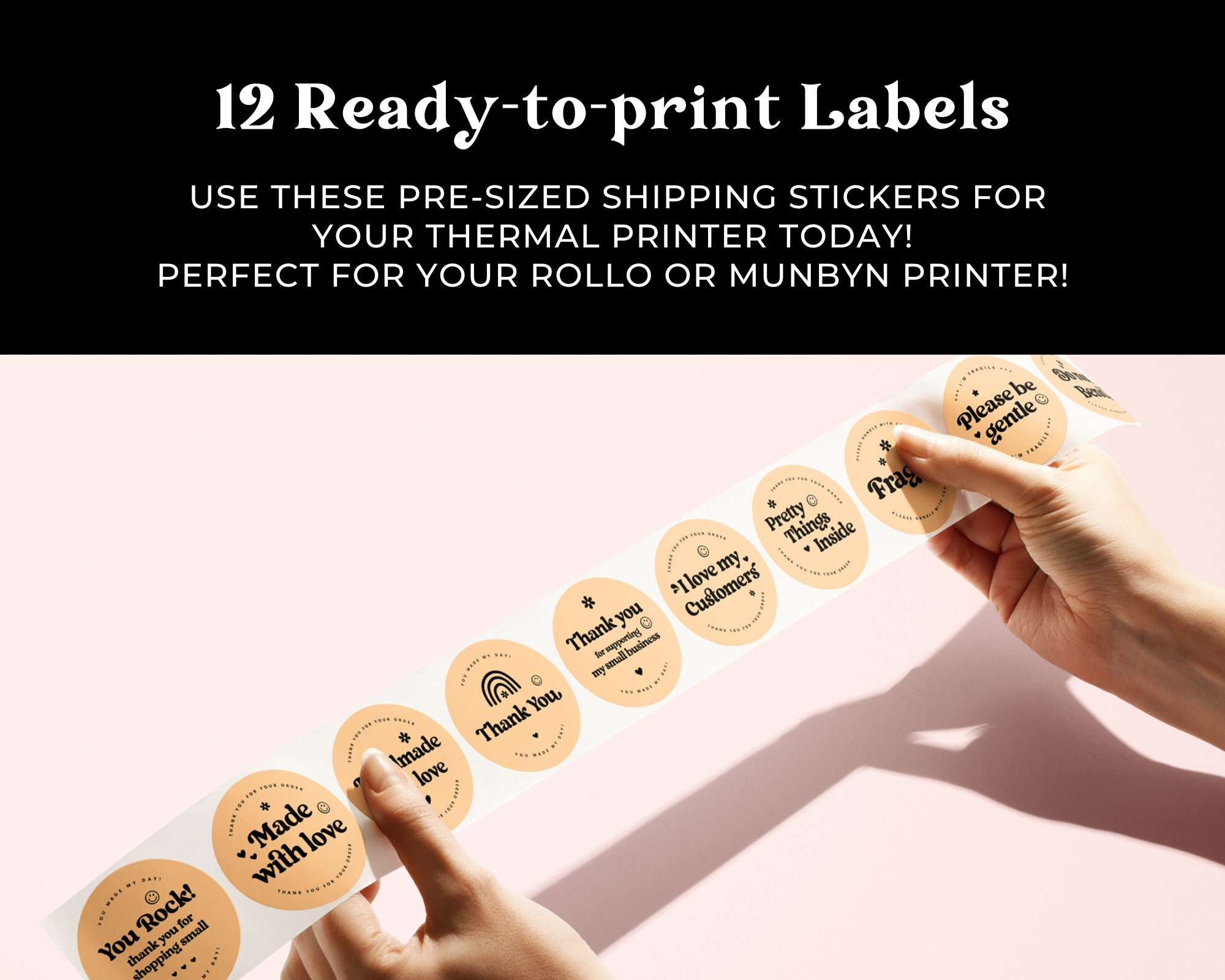 Retro Thermal Round Labels for Small Business Owners - Etsy