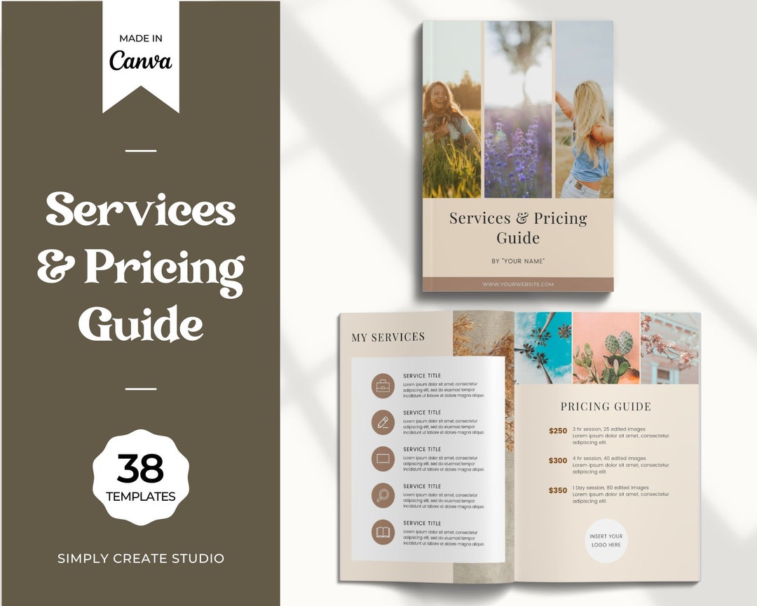 Services and Pricing Guide Template, Editable Canva Ebook, Price List ...
