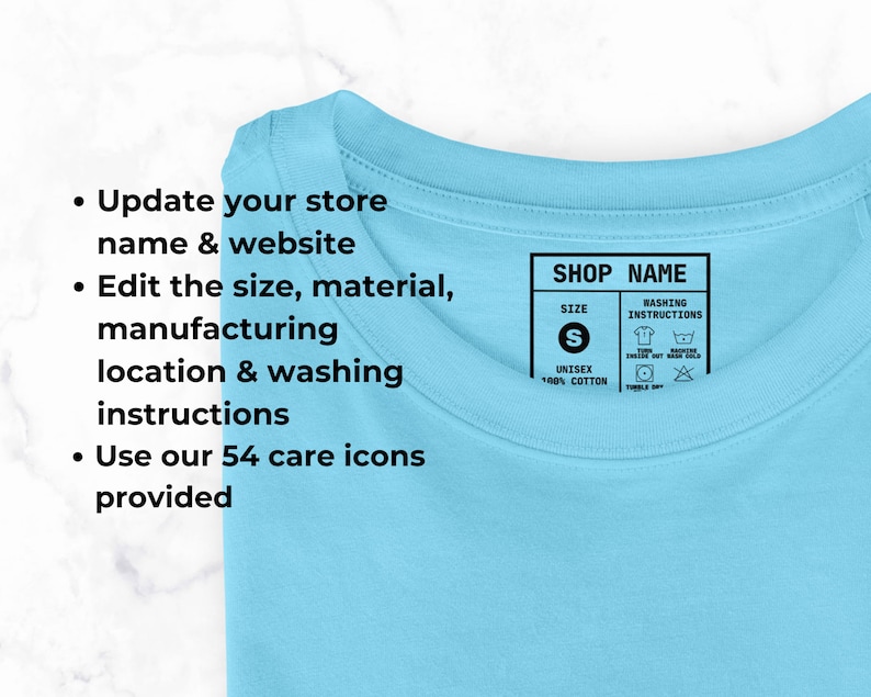 Editable Clothing Tag Template, T-shirt Neck Label, Garment Care Tag ...