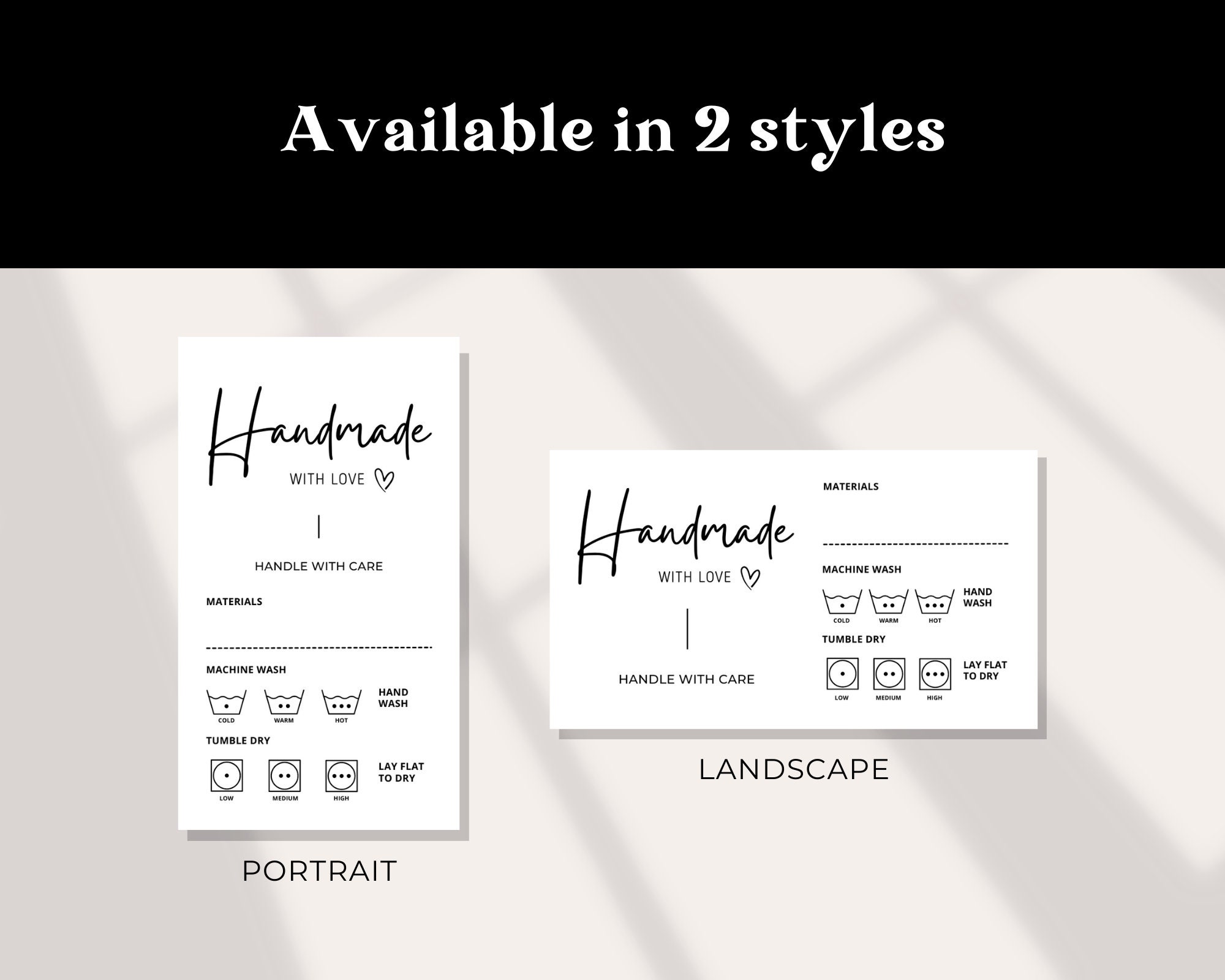 Editable Care Tags Label, Printable Clothing Care Card, Canva Template ...