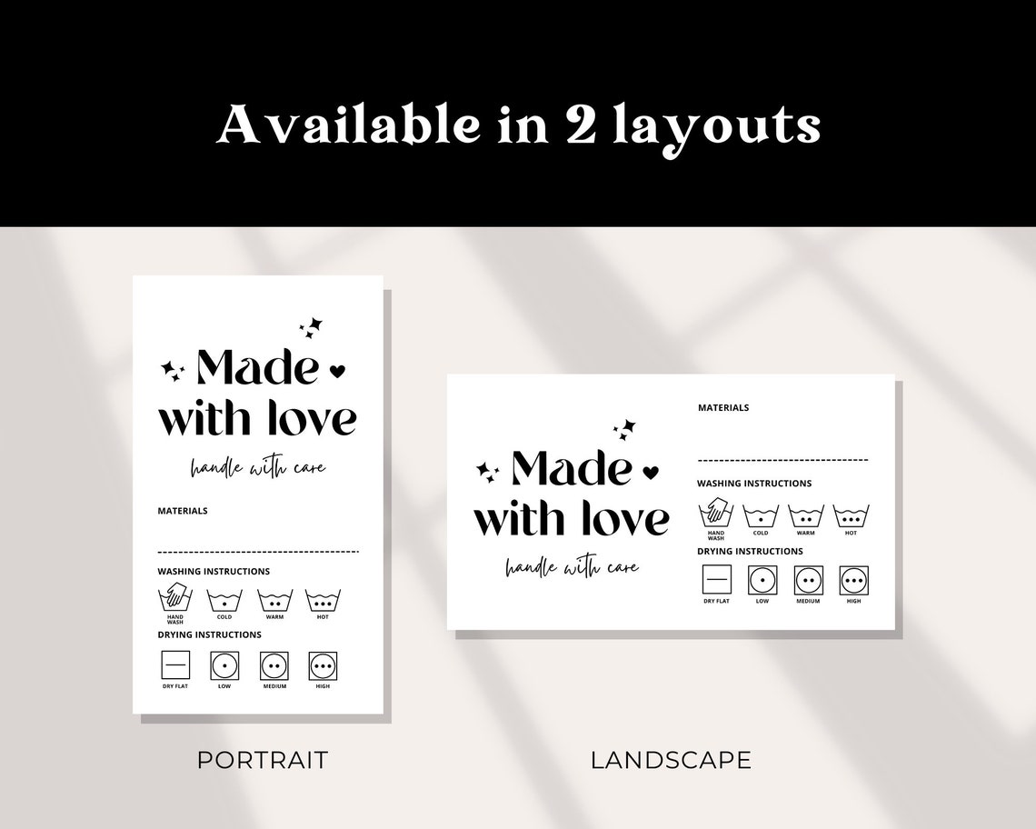 Editable Care Tags Label Printable Clothing Care Card Canva - Etsy