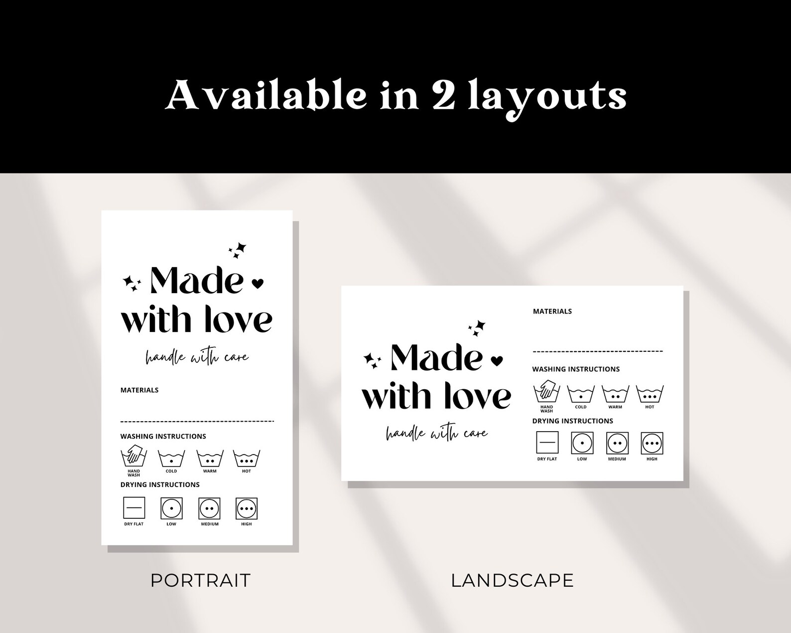 Editable Care Tags Label, Printable Clothing Care Card, Canva Template ...