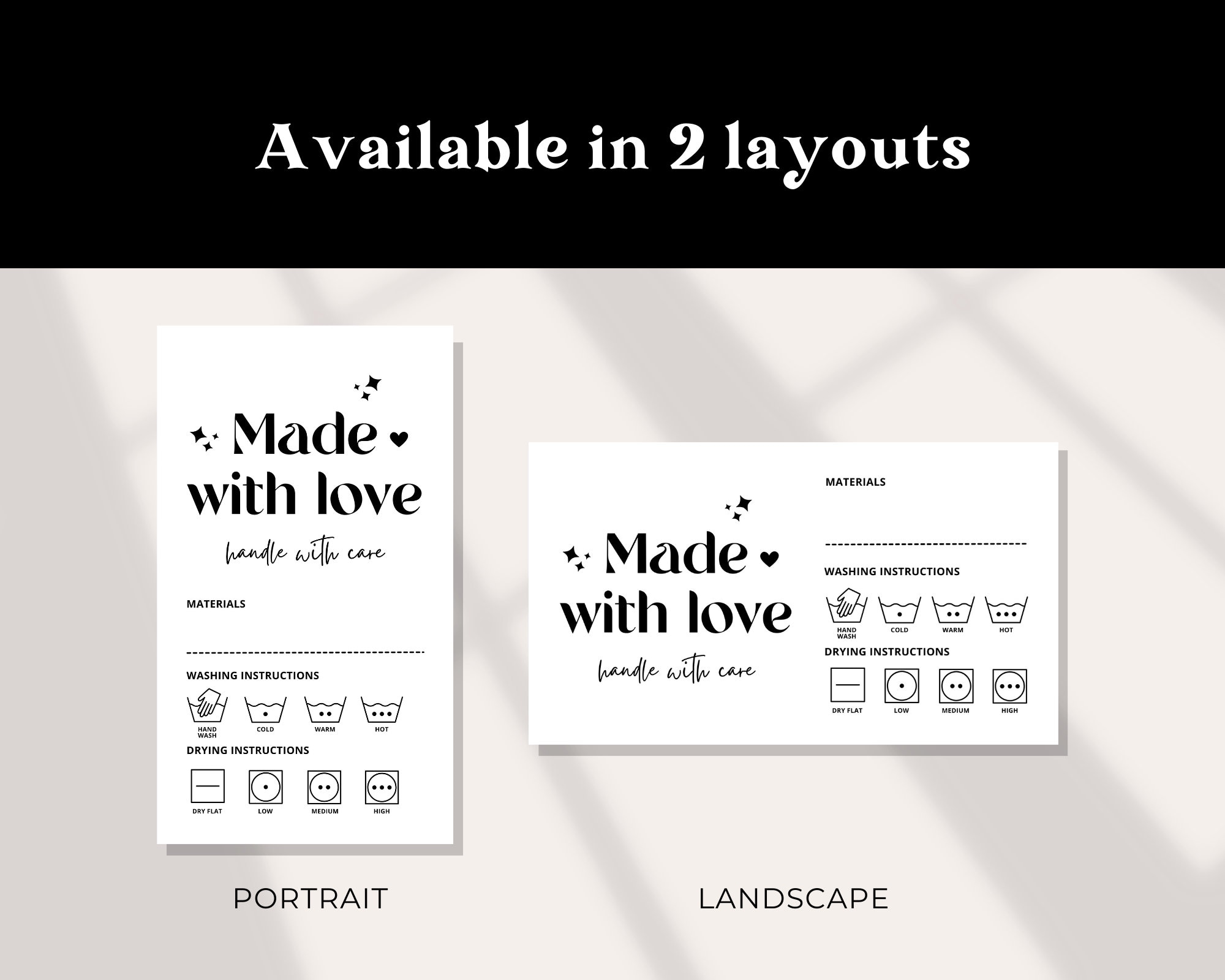 Editable Care Tags Label, Printable Clothing Care Card, Canva Template ...