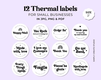 Retro Cute Round Thermal Labels for Small Business, Circle Sticker ...