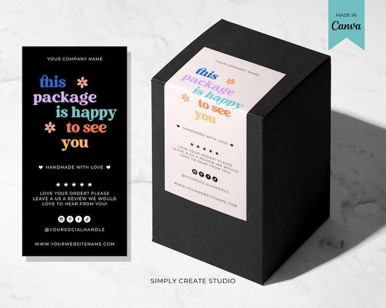 Editable Label Template, Custom Packaging, Box Seal, Printable Parcel ...