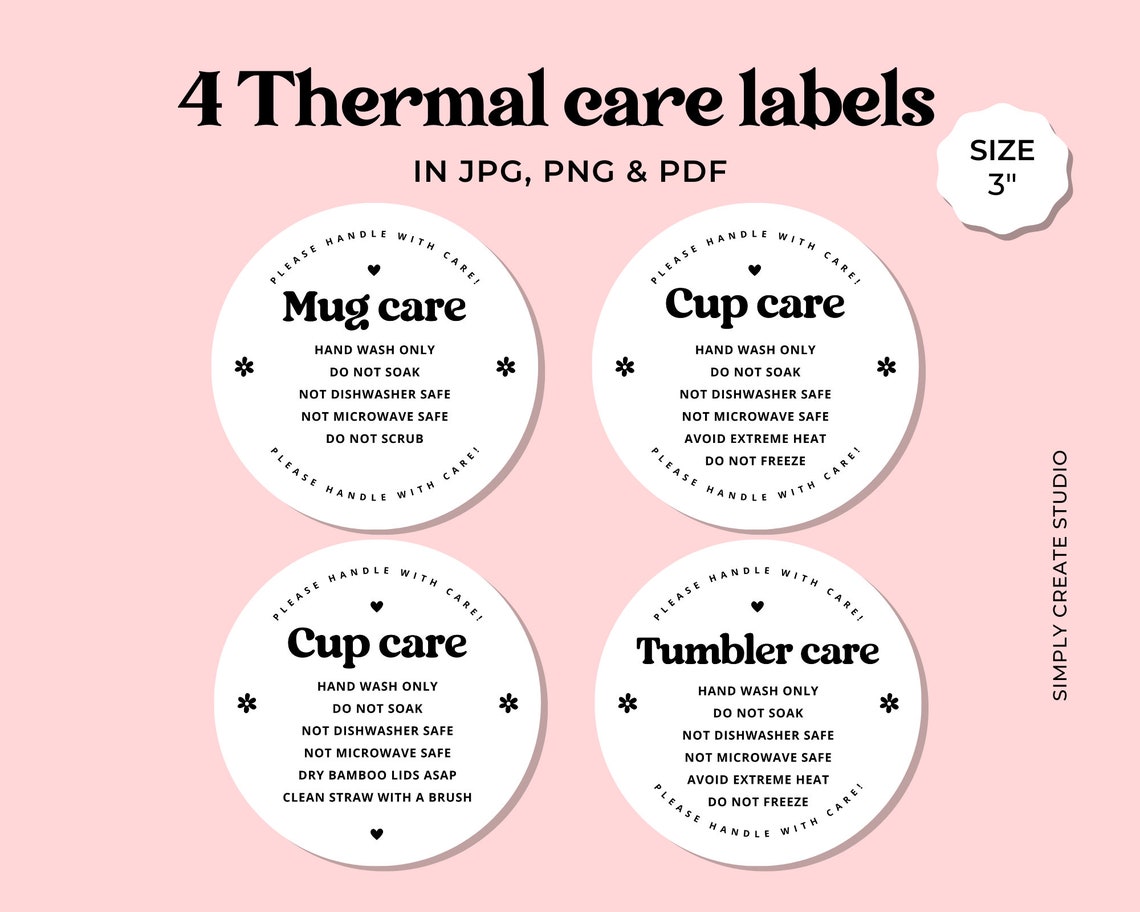 Cup Care Labels for Small Business Owners, Packaging Sticker Design ...