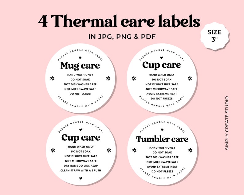 Cup Care Labels for Small Business Owners, Packaging Sticker Design ...