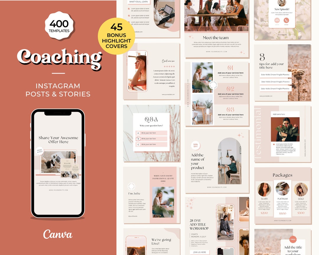 Coaching Instagram Posts, Canva Template, Life Coach Instagram Template ...