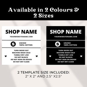 Editable Clothing Tag Template, T-shirt Neck Label, Garment Care Tag ...