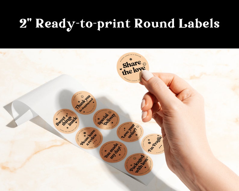 Retro Thermal Round Labels V2 for Small Business Owners, Packaging ...