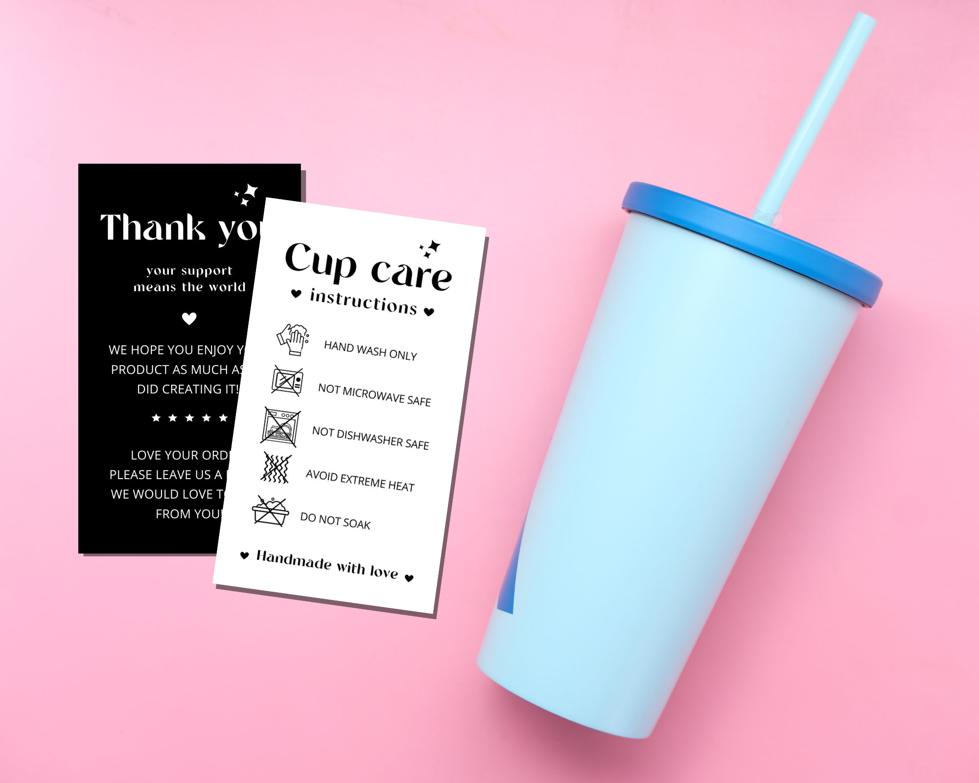 Care Card Bundle, Printable Cup Care Instructions, Vinyl Decal, Shirt ...