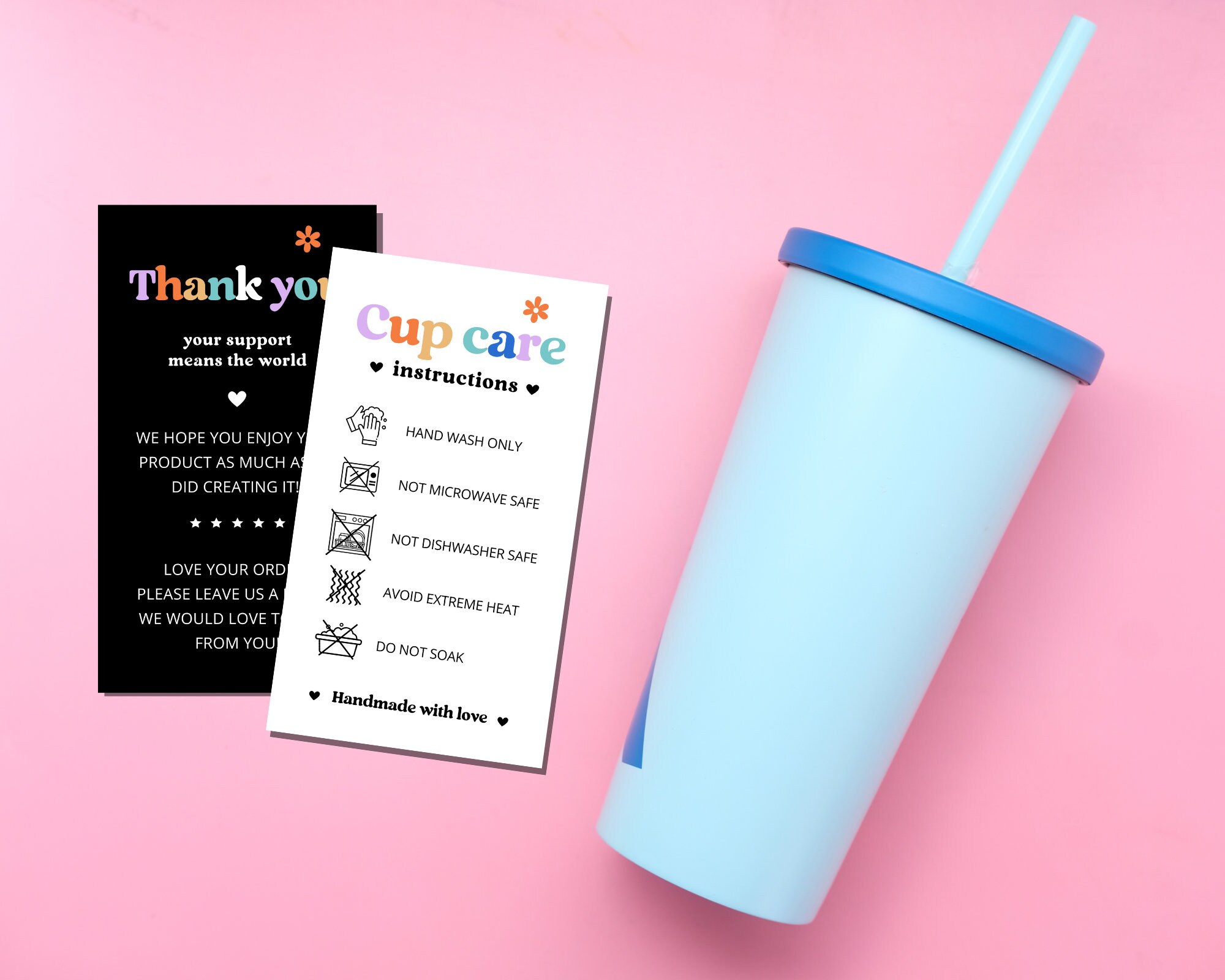 Care Card Bundle Printable Cup Care Instructions Vinyl - Etsy