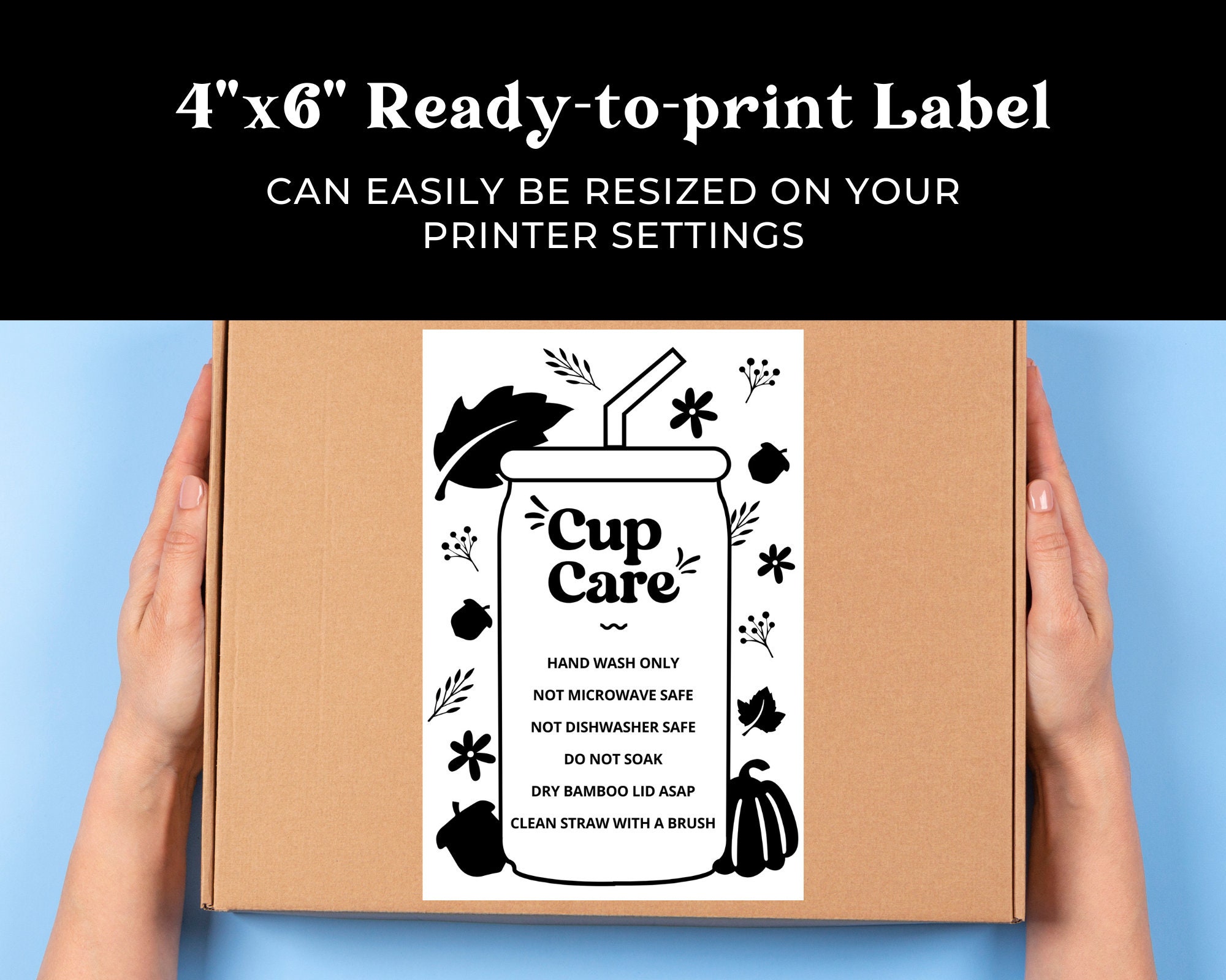 Libbey Cup Care Card, Thermal Printer Labels, Cup Instructions Sticker ...
