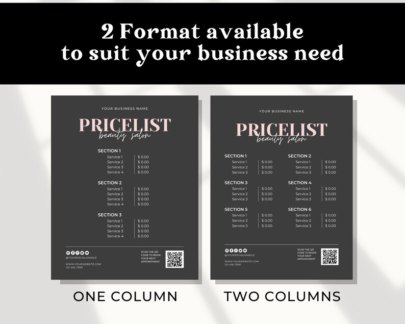 Price List Template, Editable Canva Template, Electronic Business ...