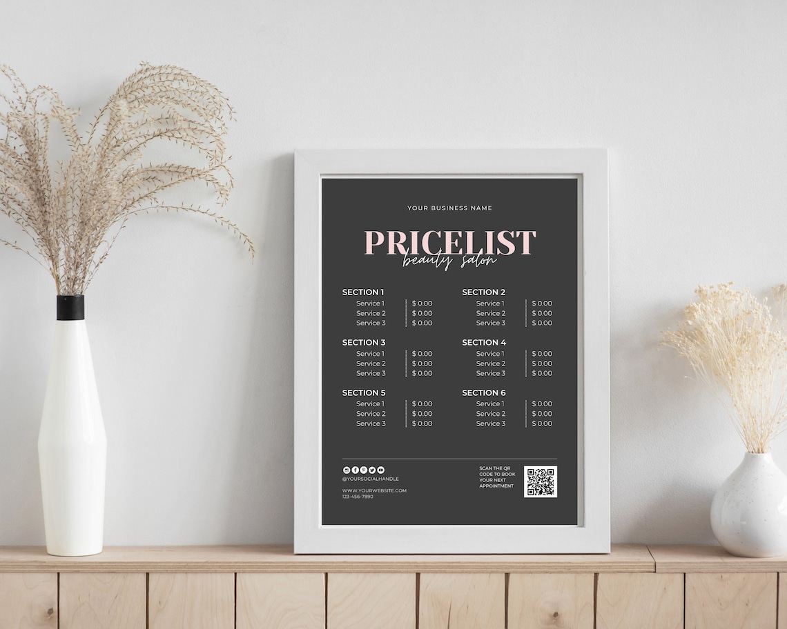 Price List Template, Editable Canva Template, Electronic Business ...