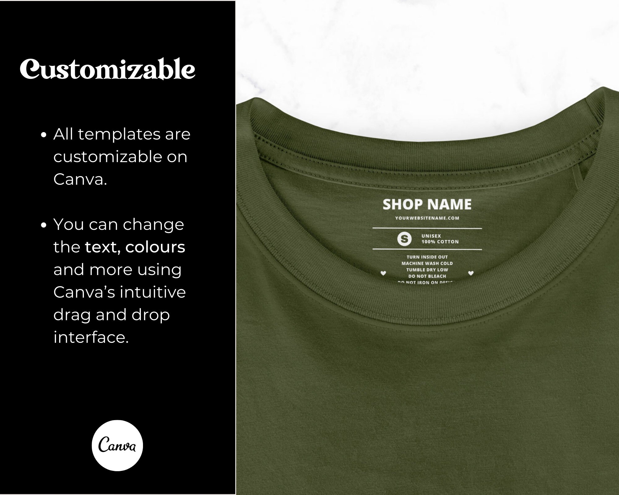 Editable Clothing Tag Template, T-shirt Neck Label, Garment Care Tag ...