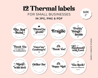 Retro Cute Round Thermal Labels for Small Business, Circle Sticker ...