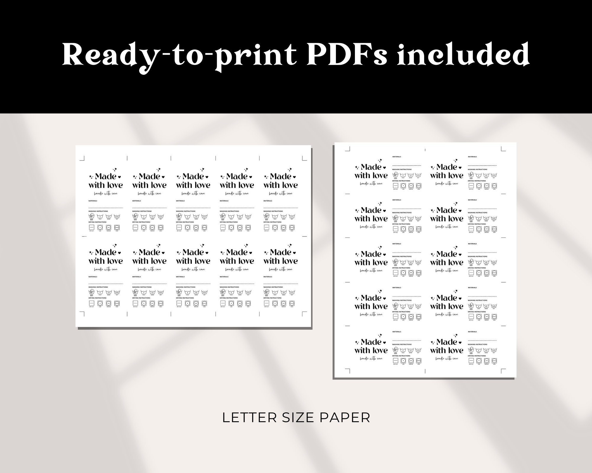 Editable Care Tags Label, Printable Clothing Care Card, Canva Template ...