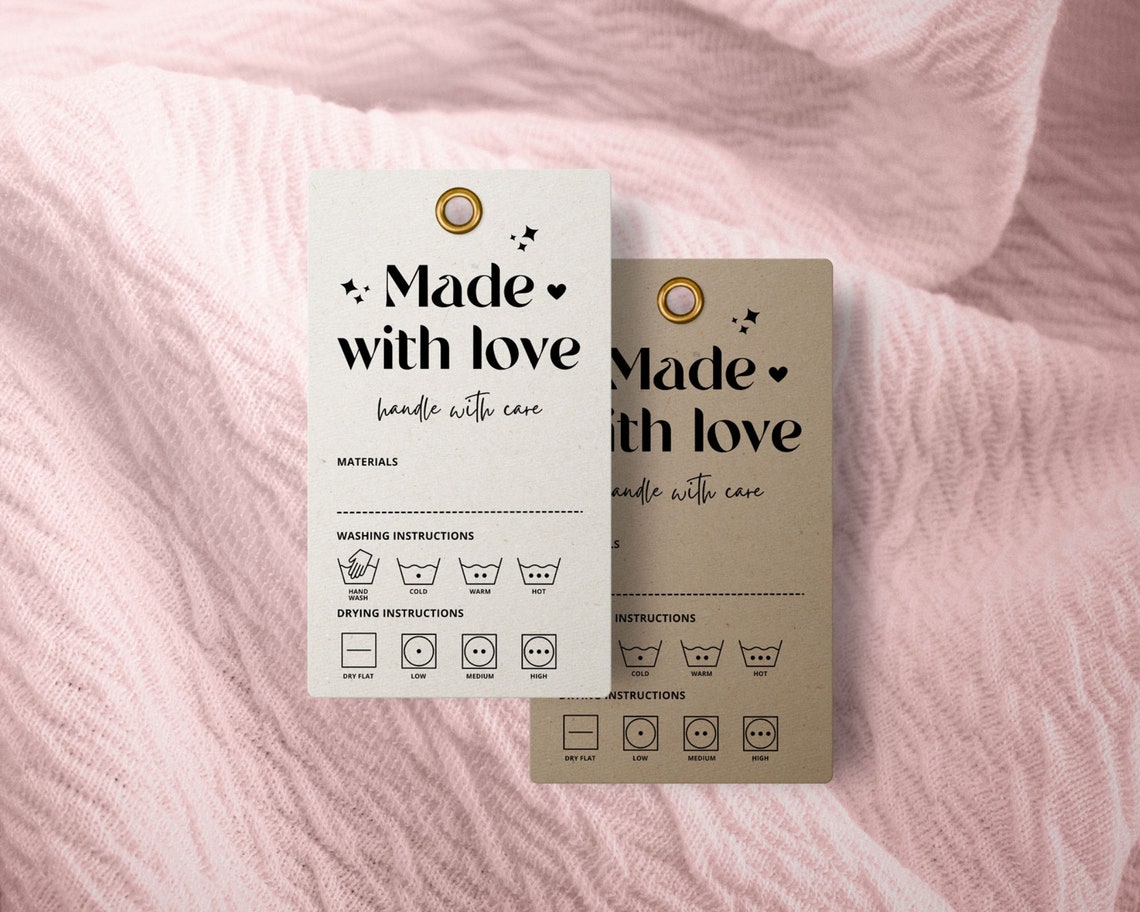 Editable Care Tags Label Printable Clothing Care Card Canva - Etsy